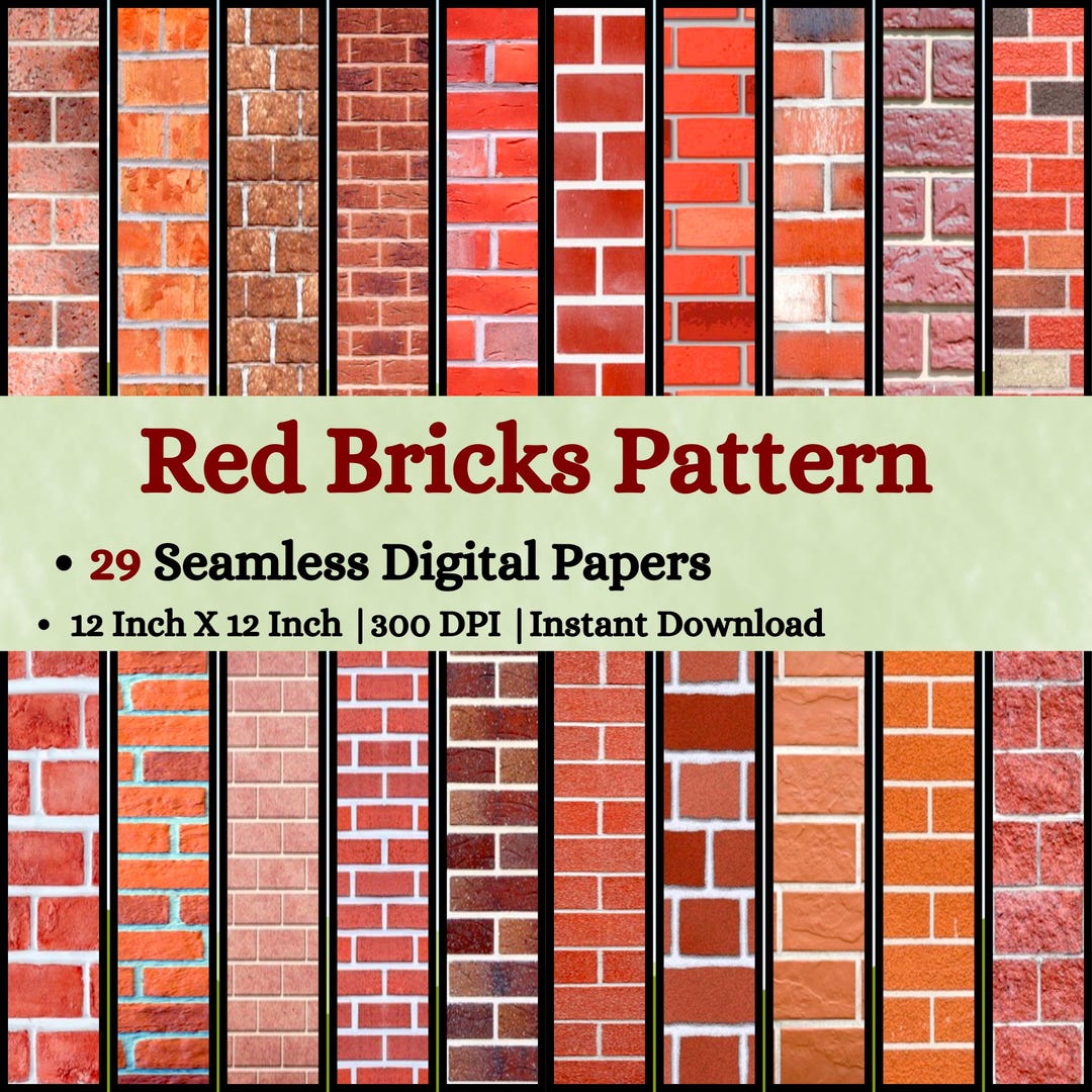 Red Bricks Pattern Digital Paper,digital Download,scrapbook Paper ...