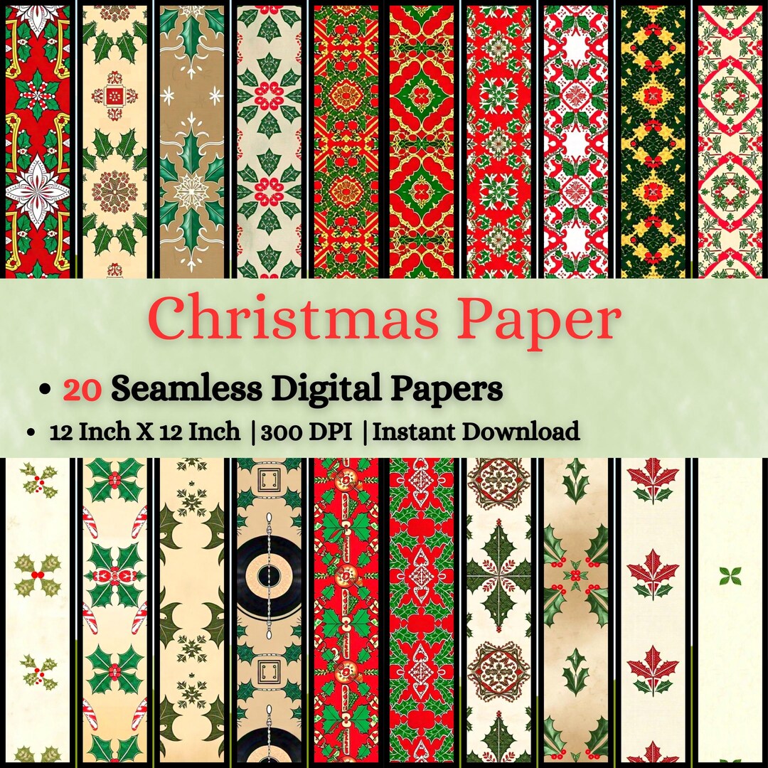 20 Christmas Digital Paper,retro Christmas Template,scrapbook Paper ...