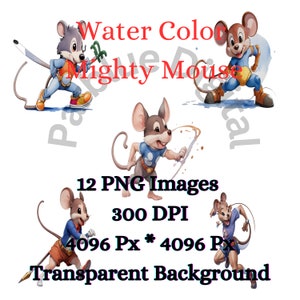 Mighty Mouse With Transparent Backgrounds Clip Art 12 High Quality Pngs ...