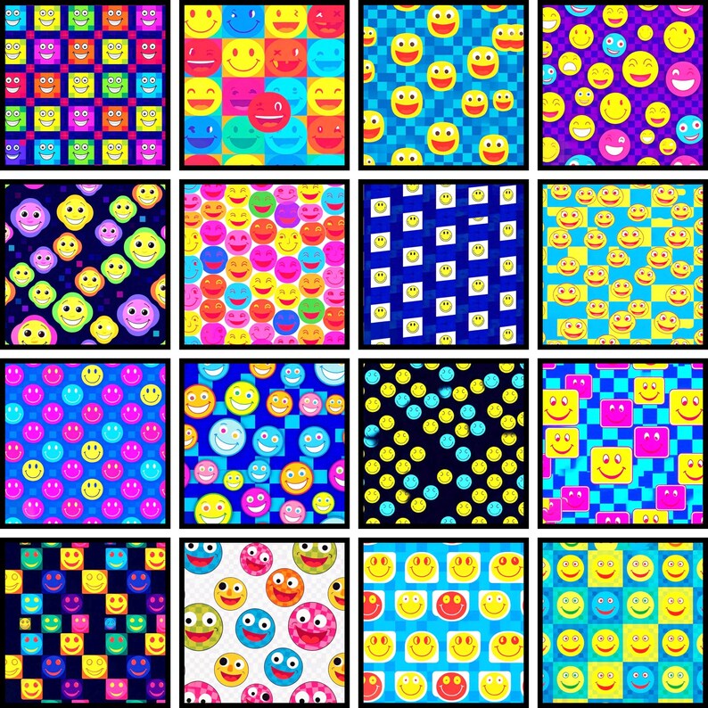 20 Smiley Face Digital Paper,seamless Smiley Face,smiley Scrapbook ...