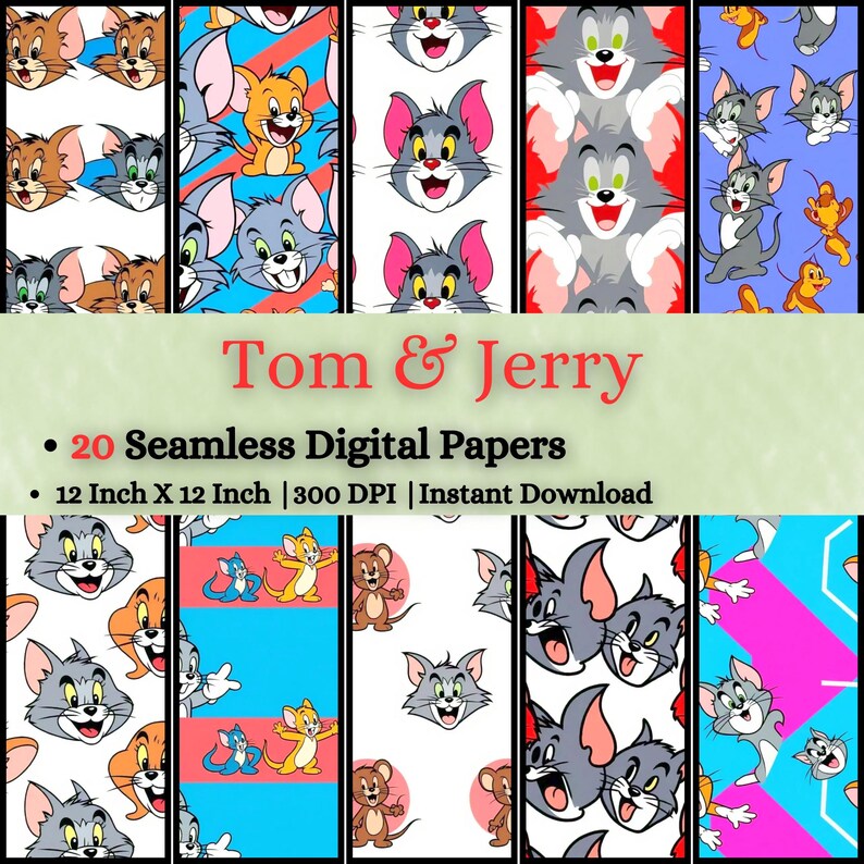 Tom and Jerry Cartoon Seamless Pattern,seamless Tom and Jerry Pattern ...