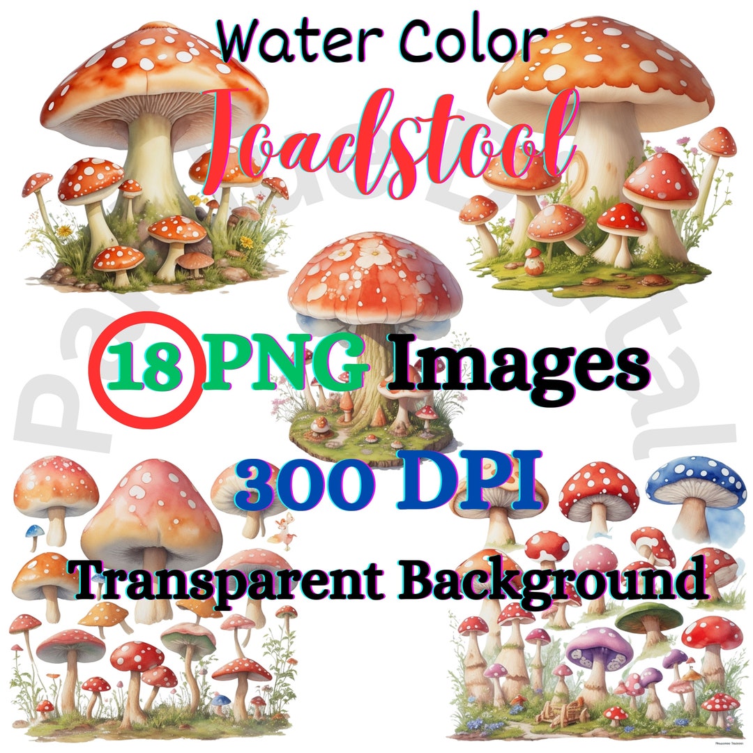 Toadstool Clip Art,digital Toadstool Pngs,digital Download,digital ...