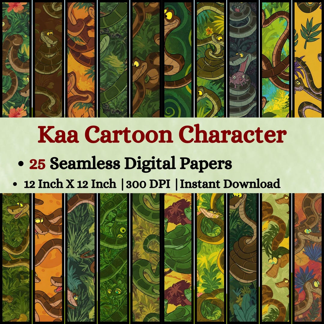 Kaa Python Cartoon Seamless Pattern,digital Kaa Download,repeating Kaa ...