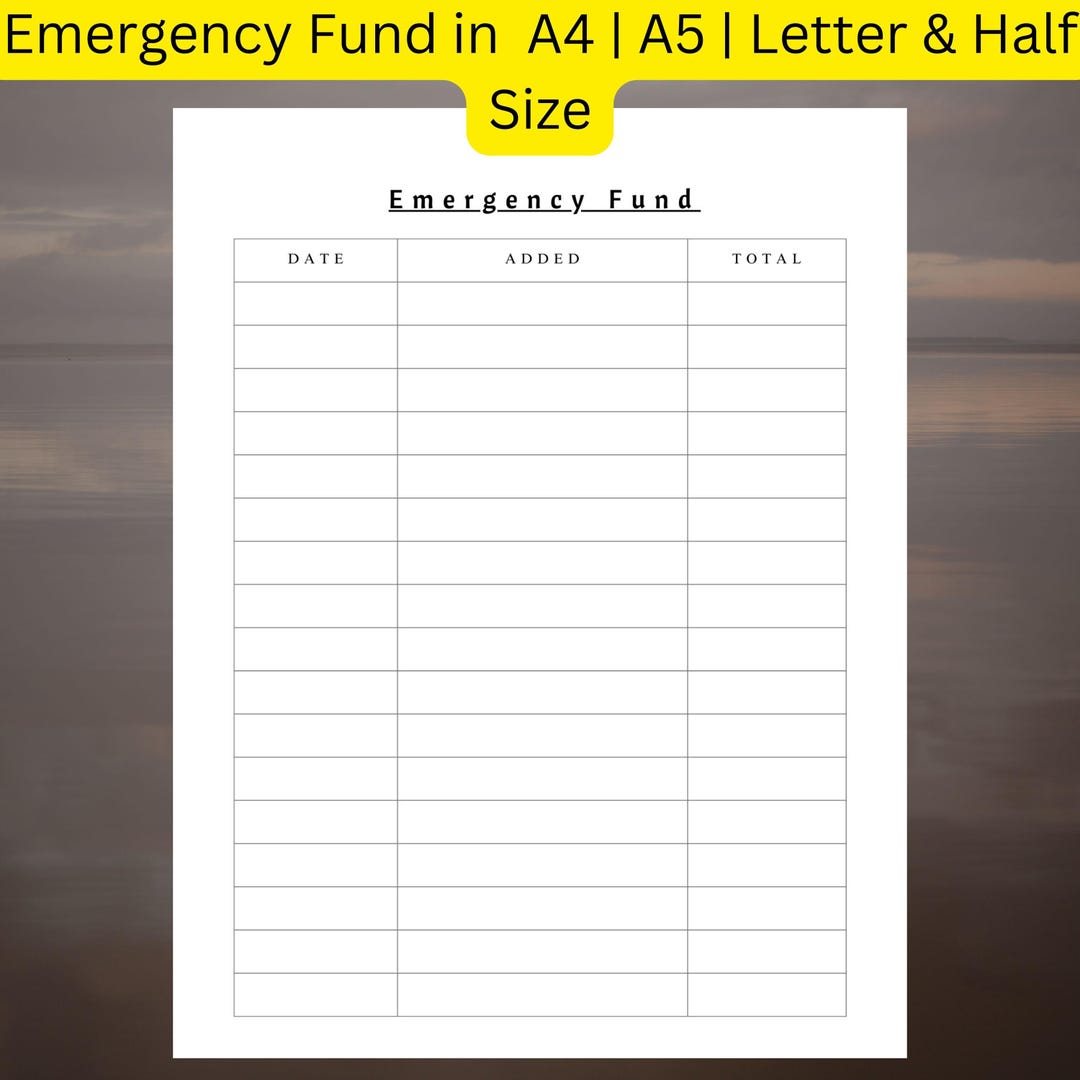 Emergency Fund Digital Download,emergency Fund Planner,emergency Fund ...