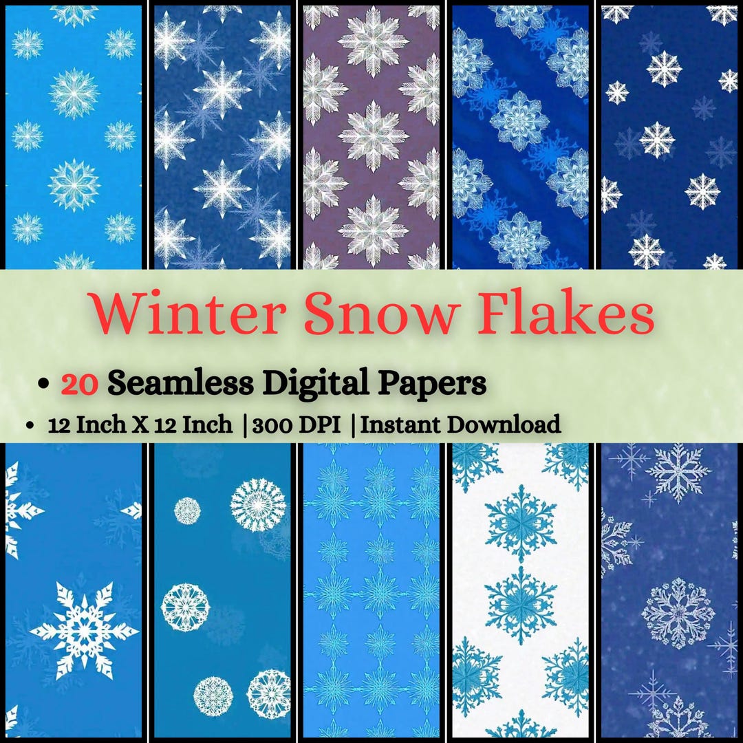 20 Winter Snowflakes Digital Paper,seamless Winter Snowflakes,winter ...