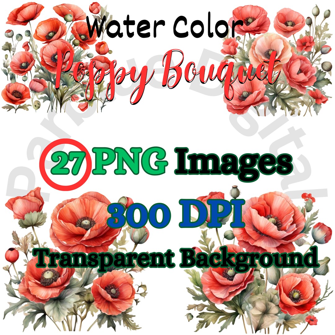 Poppy Bouquet With Transparent Background Clip Art,high Quality Png ...