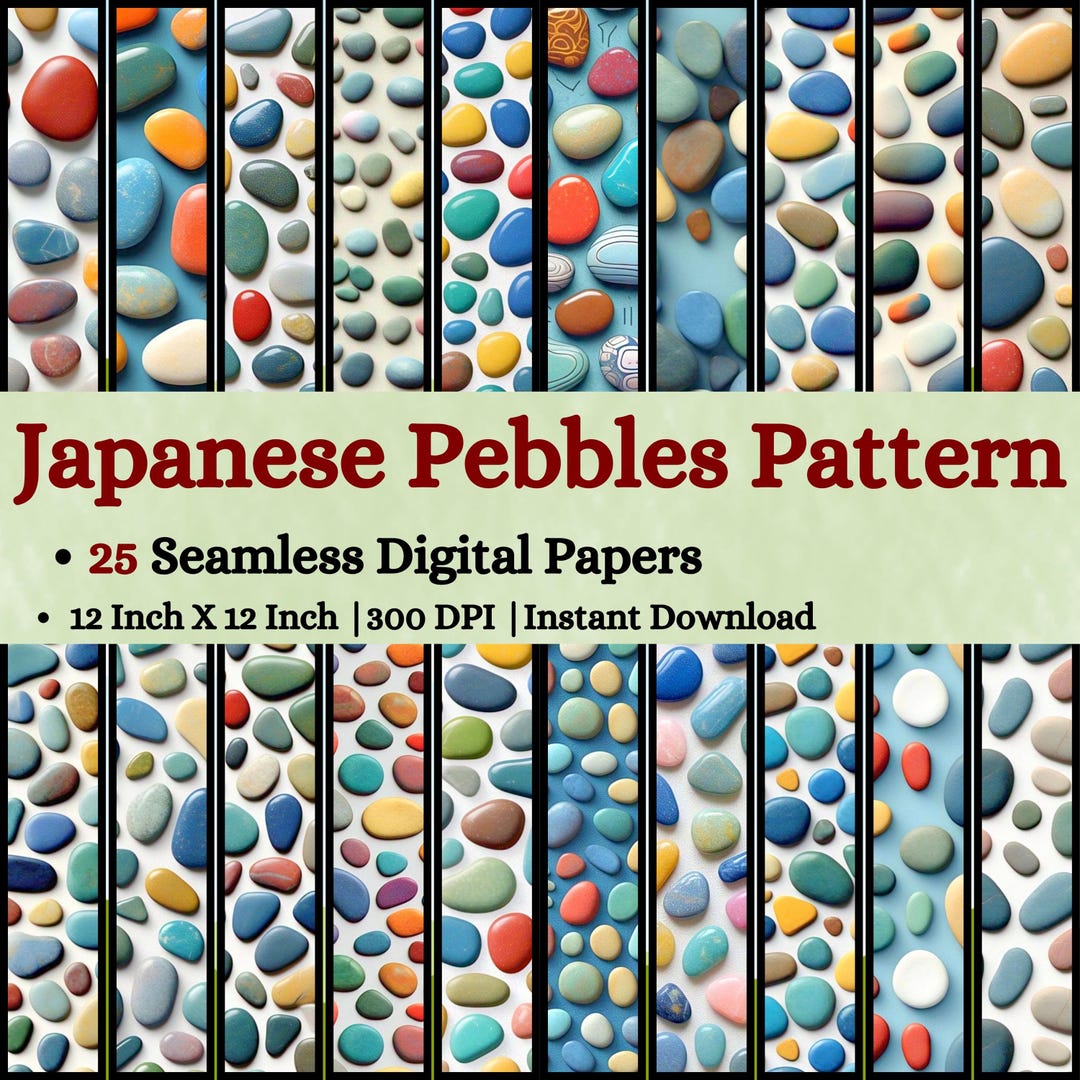Japanese Pebbles Pattern Digital Paper,digital Pebbles Download ...