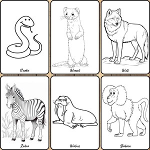 Wild Animals Coloring Pages for Kids, Coloring Page Bundle Wall Art ...