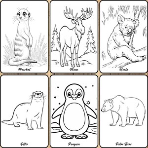 Wild Animals Coloring Pages for Kids, Coloring Page Bundle Wall Art ...