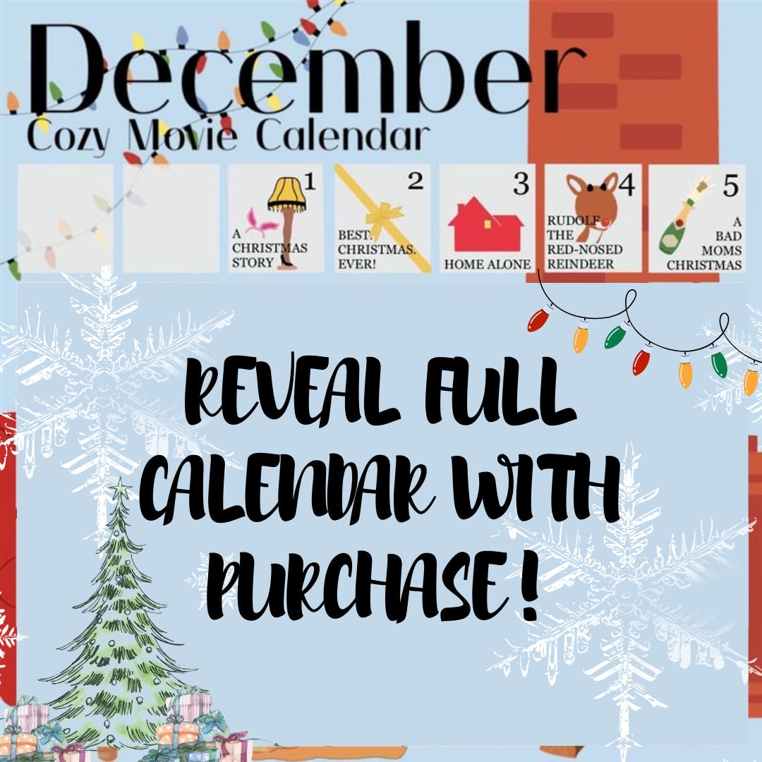 December Cozy Movie Calendar Cute Christmas Themed Digital - Etsy