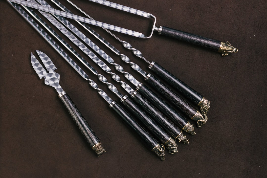Set of Skewers Minimalism Dark With Bronze Animals 6 Pcs | Set of ...