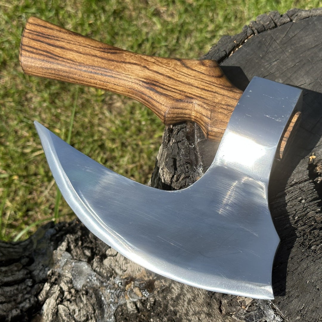 Handmade Bearded Axe, Meat Cleaver, Kitchen Hatchet, Ash Wood Handle ...