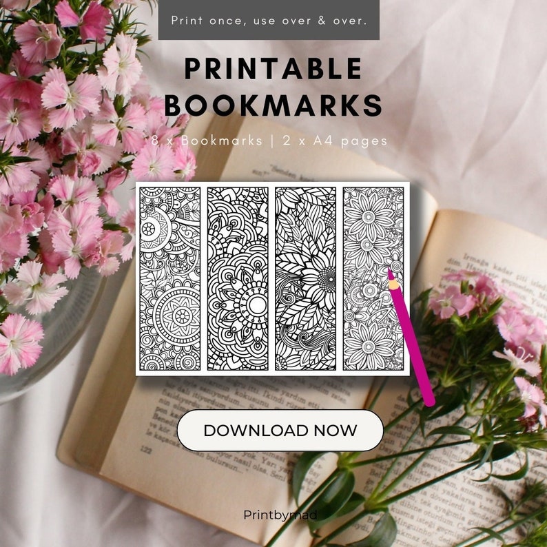 Printable Colouring Bookmarks - Etsy