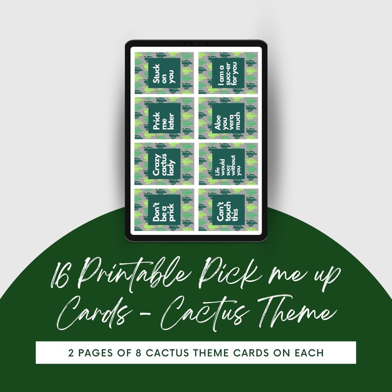 Printable Pick Me up Cards Cactus Theme - Etsy