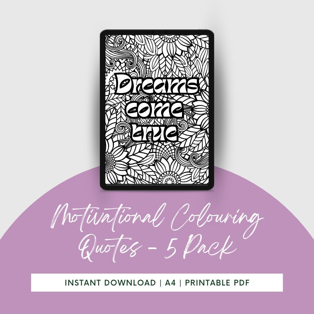 Printable Motivational Colouring Quotes - 5 Pack - Etsy