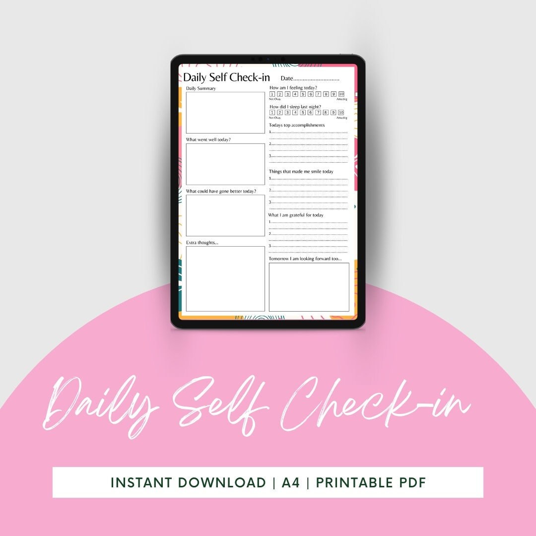 Printable Daily Self Check-in Sheet - Etsy