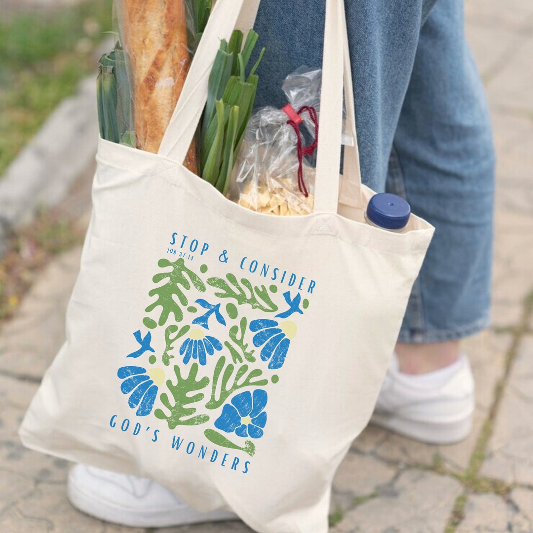 Bible Verse Job Floral Canvas Tote Bag for Bible Study Notes - Etsy