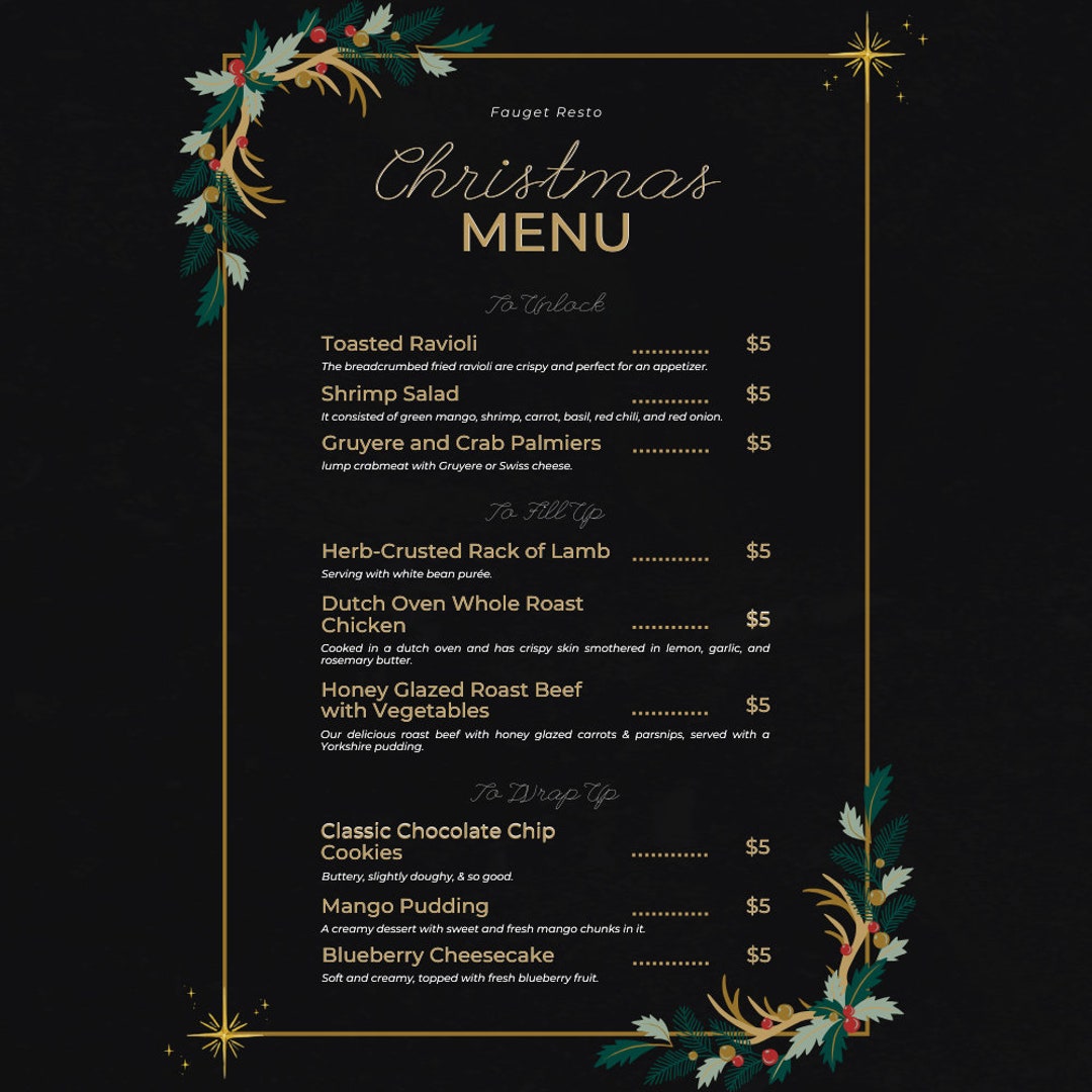 Fully Editable Christmas Menu Template - MS Word | Indesign | Print ...