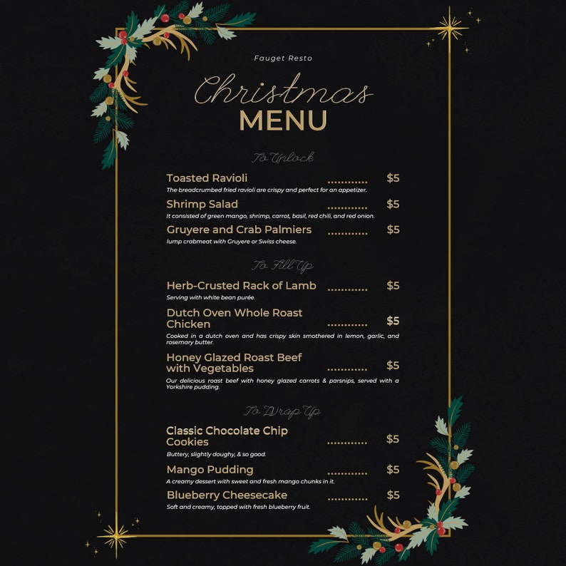 Fully Editable Christmas Menu Template - MS Word | Indesign | Print ...