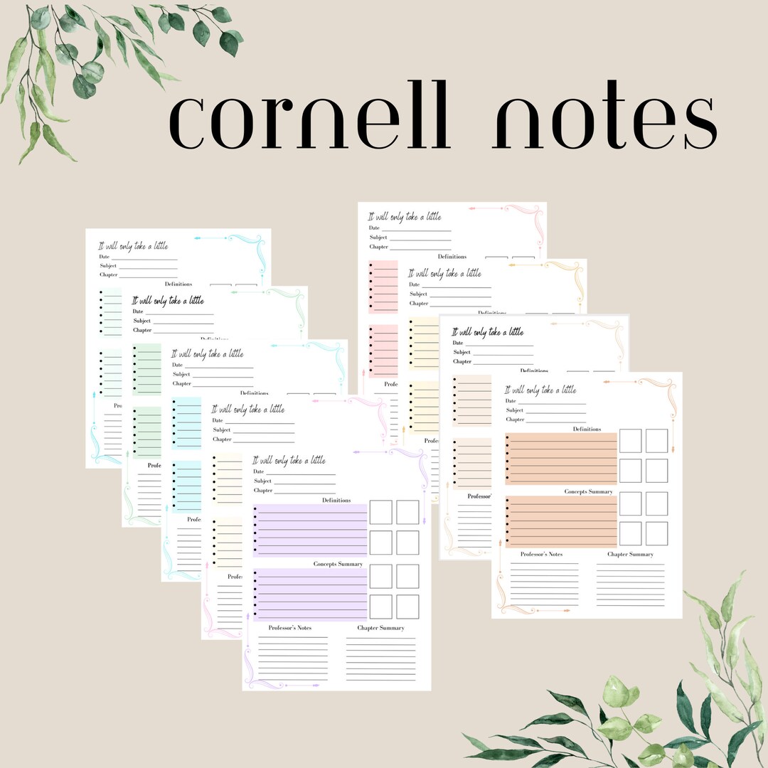 Cornell Notes Paper| Guided Notes| Notes Template| College Notes ...