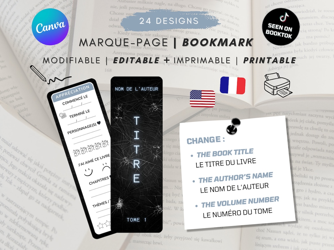 MARQUE-PAGE PERSONNALISABLE - Dark Romance / Smut | Modèle à modifier ...