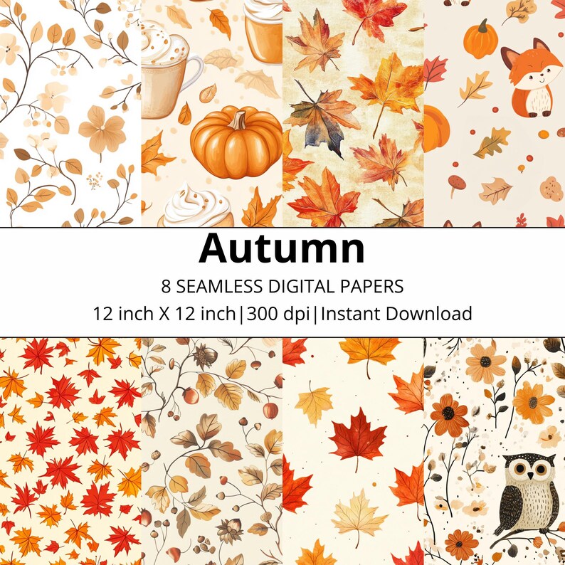 Autumn Digital Paper for Printable Fall Projects, Scrapbook Pages ...