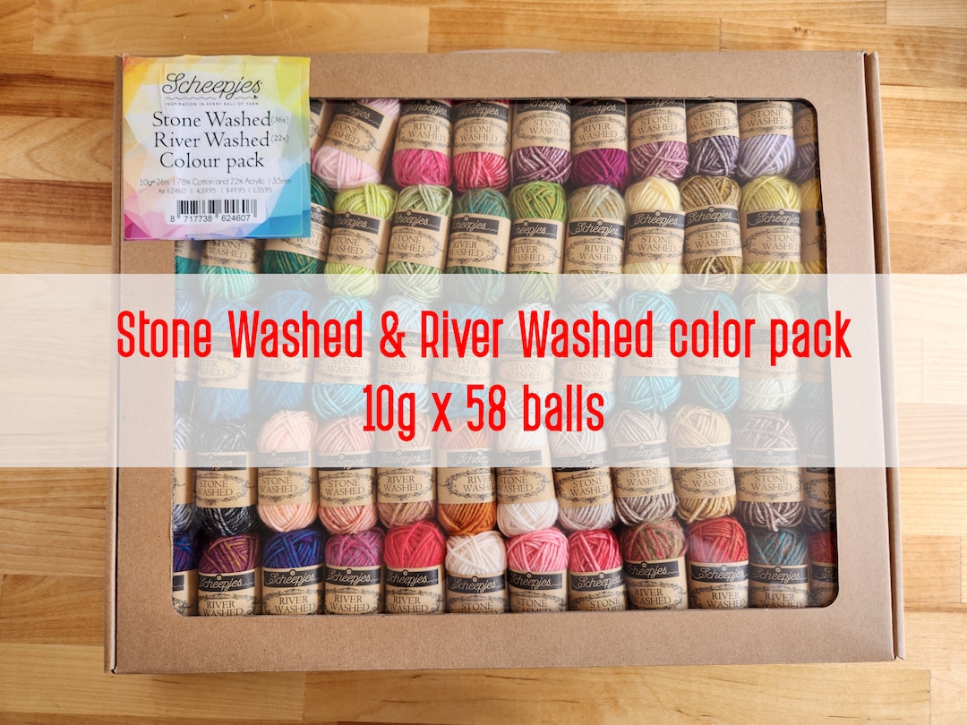 Color Pack Scheepjes STONE & RIVER WASHED 2 Sport Sock Baby Yarn, 10g ...
