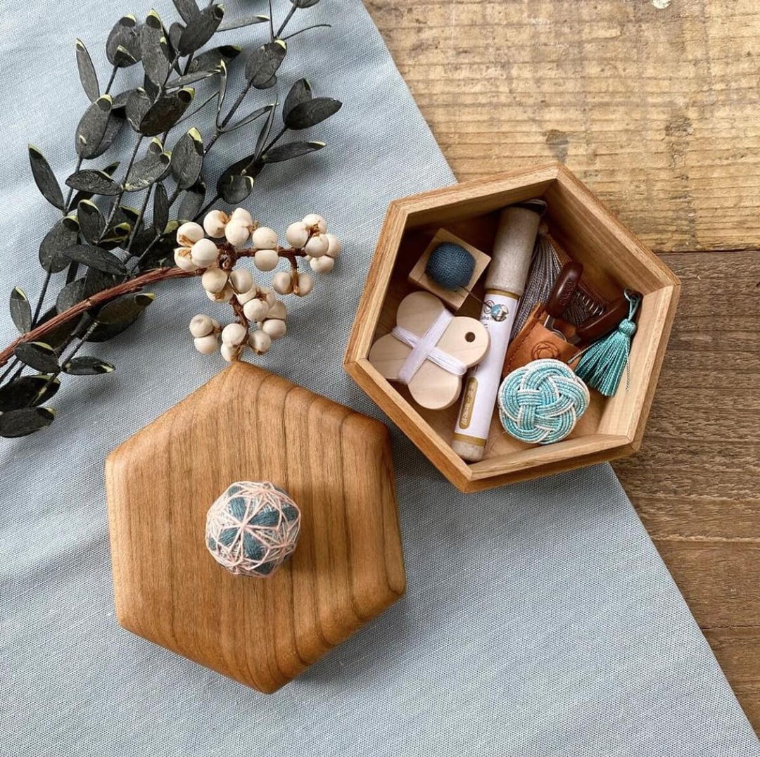 Cohana Hexagonal Temari Box Sewing Set - Wood Box, Seki Snips, Mini ...