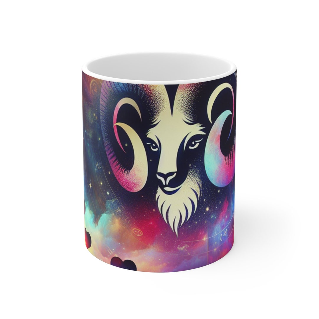Aries Zodiac Universe Art Mug Colorful Heart Constellation Design Mugs ...