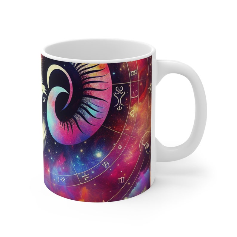 Aries Zodiac Universe Art Mug Colorful Heart Constellation Design Mugs ...