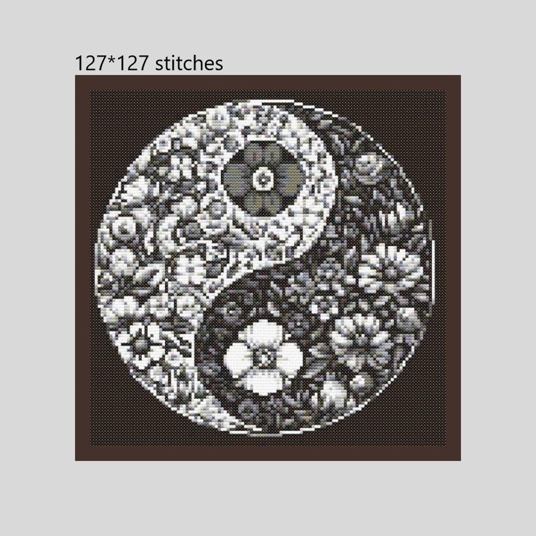 Cross Stitch Pattern, Yin Yang, Hoop Art Embroidery. Modern Cross ...