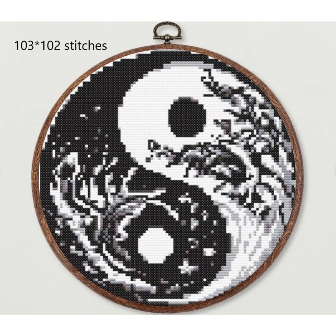 Cross Stitch Pattern, Yin Yang, Hoop Art Embroidery. Modern Cross ...