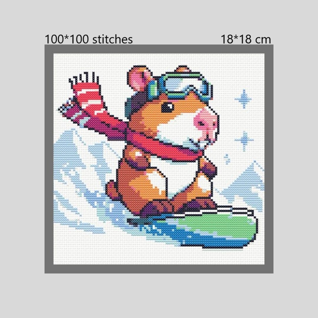 Cross Stitch Pattern, Cute Capybara on Snowbord, Hoop Art Embroidery ...