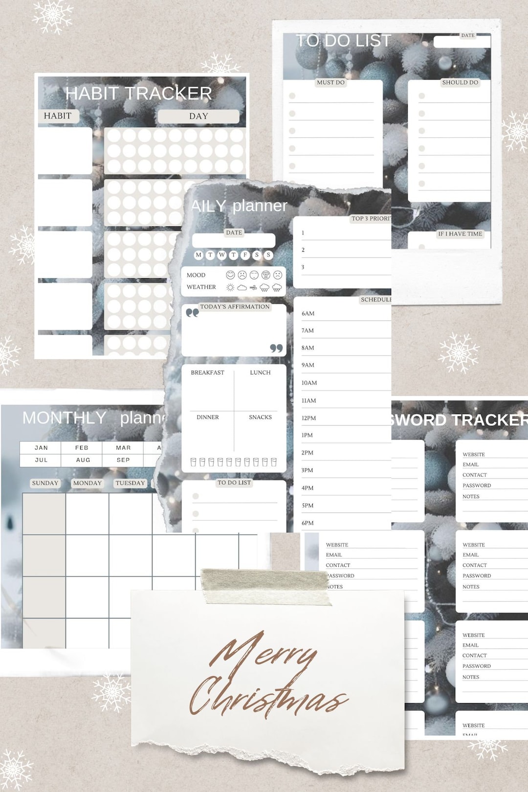 Set of 7 Planners New Year. Daily Planner, Weekly, Monthly Planner ...