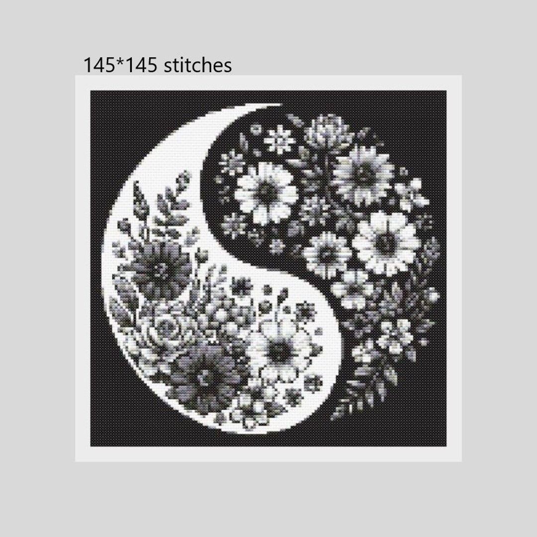 Cross Stitch Pattern, Yin Yang, Hoop Art Embroidery. Modern Cross ...