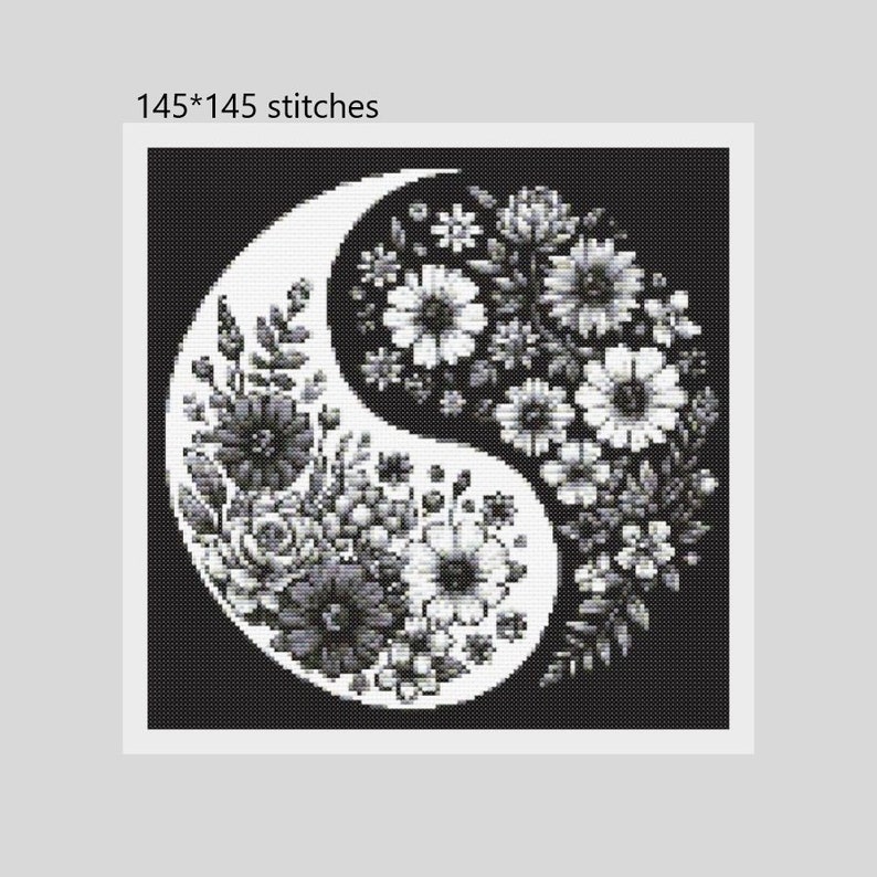Cross Stitch Pattern, Yin Yang, Hoop Art Embroidery. Modern Cross ...