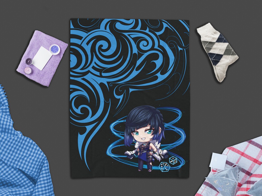 Chibi Yelan Velveteen Blanket - Limited Edition Genshin Fan Made Merch ...