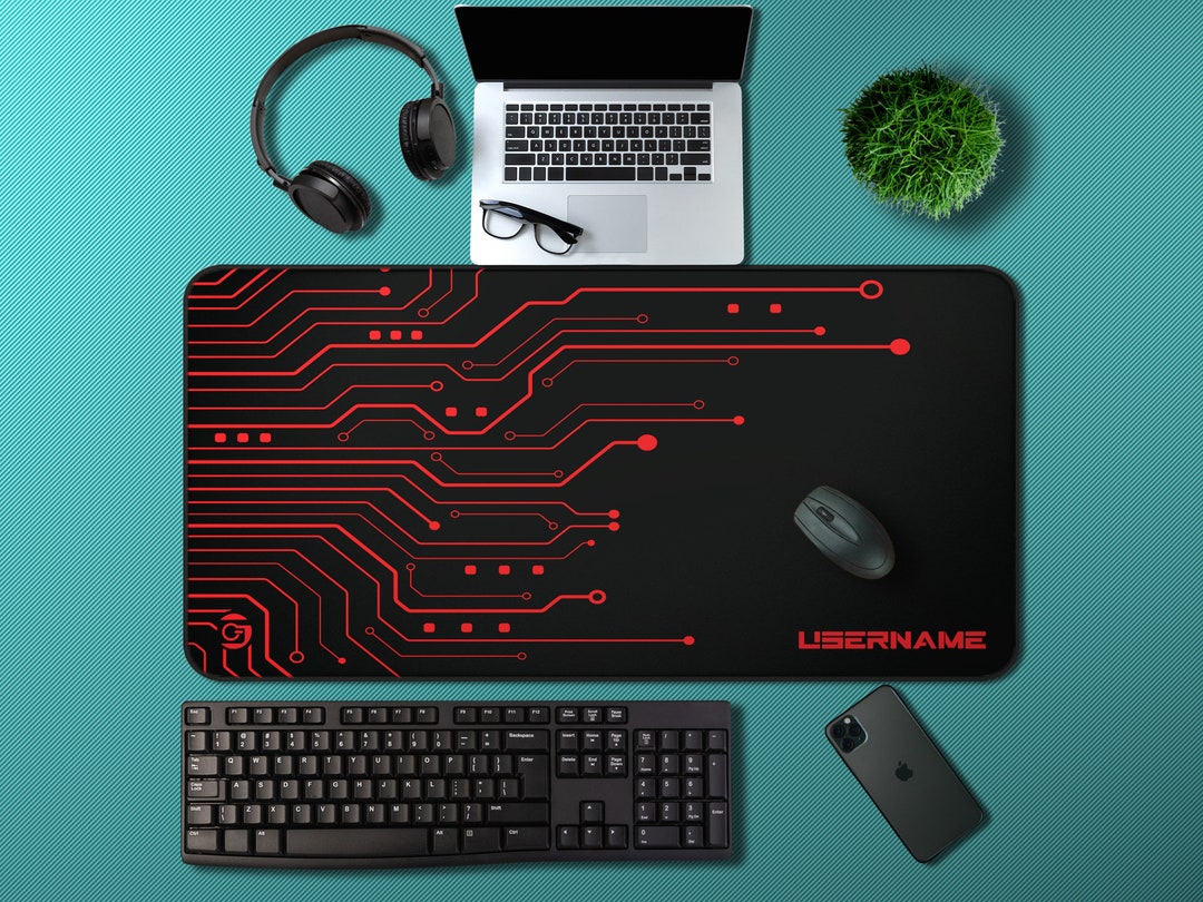 Red Circuits Gaming Mousepad - Personalized Gaming Desk Mat ...