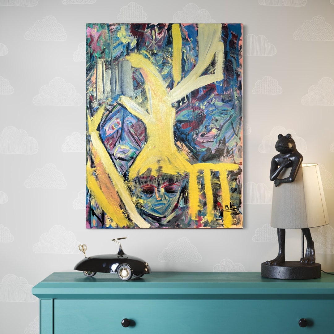 THE GODS , Original Pagan Shamanic Painting Abstract Colorful Acrylic ...
