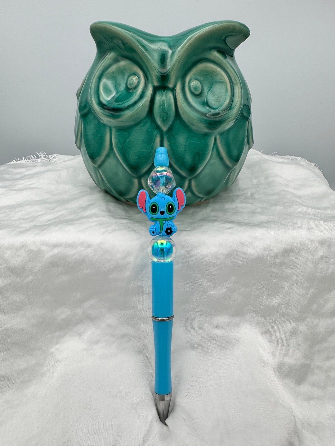 Blue Alien Beaded Pen, Black Ink Pen, Stitch Custom Beaded Pen, Custom ...