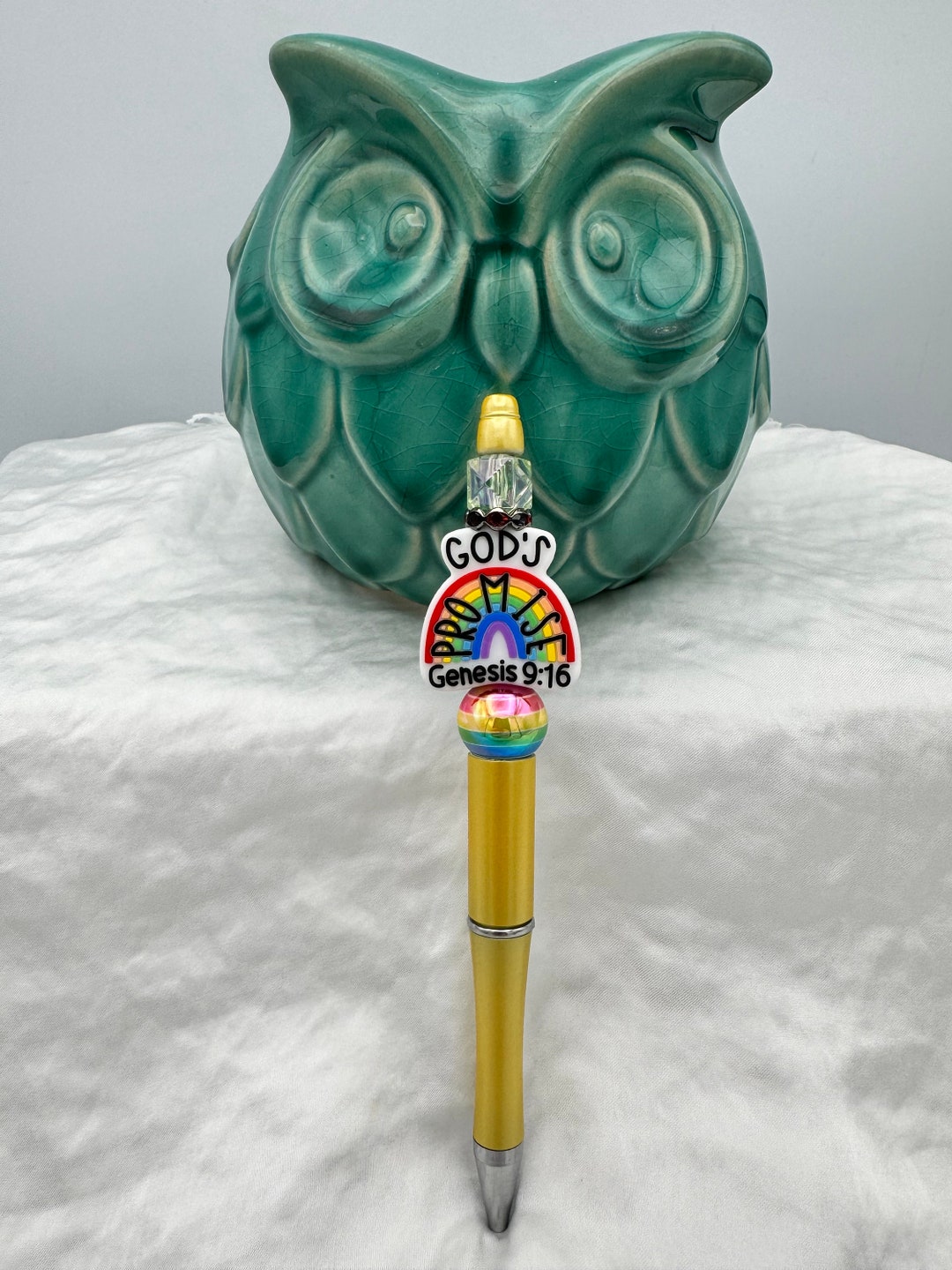 God’s Promise Beaded Pen, Black Ink Pen, Faith Based Pen, Rainbow Pen ...