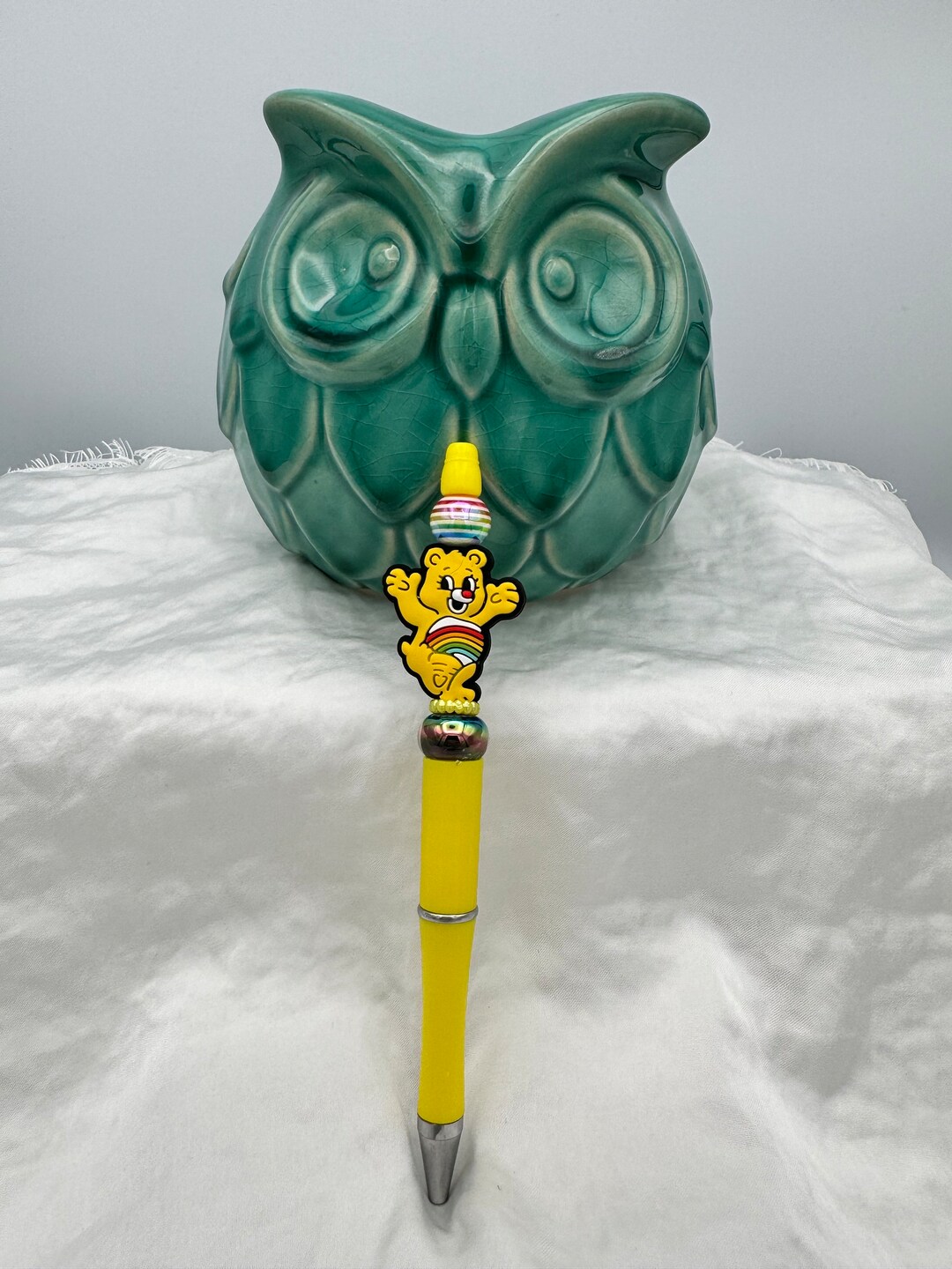 Rainbow Bears Beaded Pens, Black Ink Pen, Care Bear Custom Pens, Custom ...