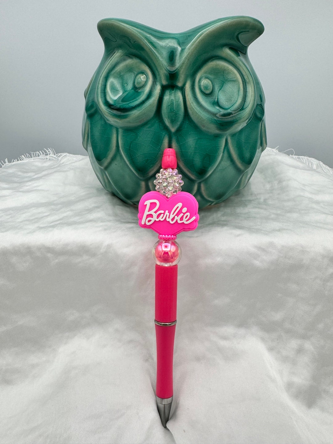 Barbie Pink Heart Beaded Pen, Black Ink Pen, Barbie Girl Custom Pen ...