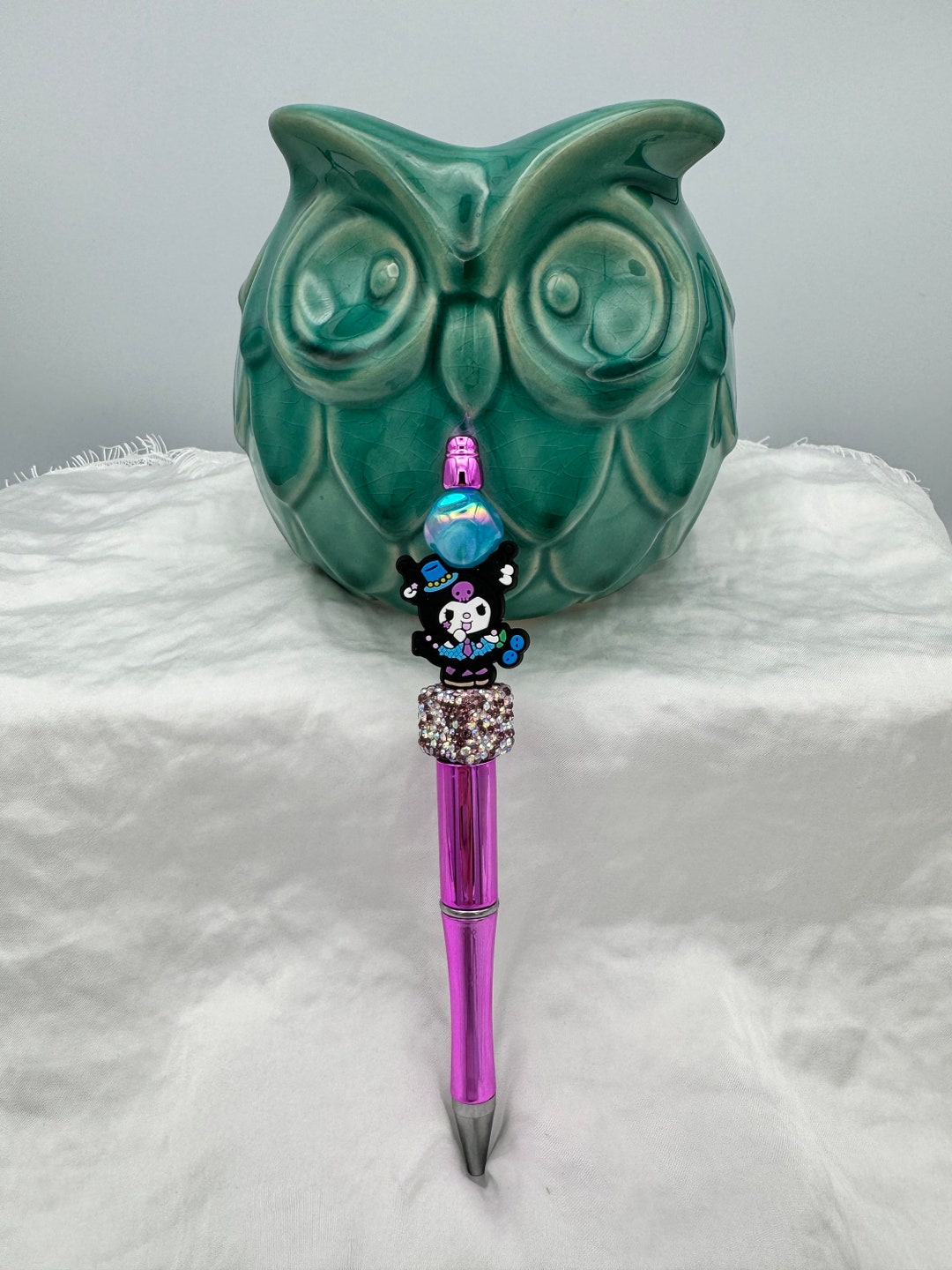 Kuromi in Costume Beaded Pen, Black Ink Pen, Purple Metallic Pen ...