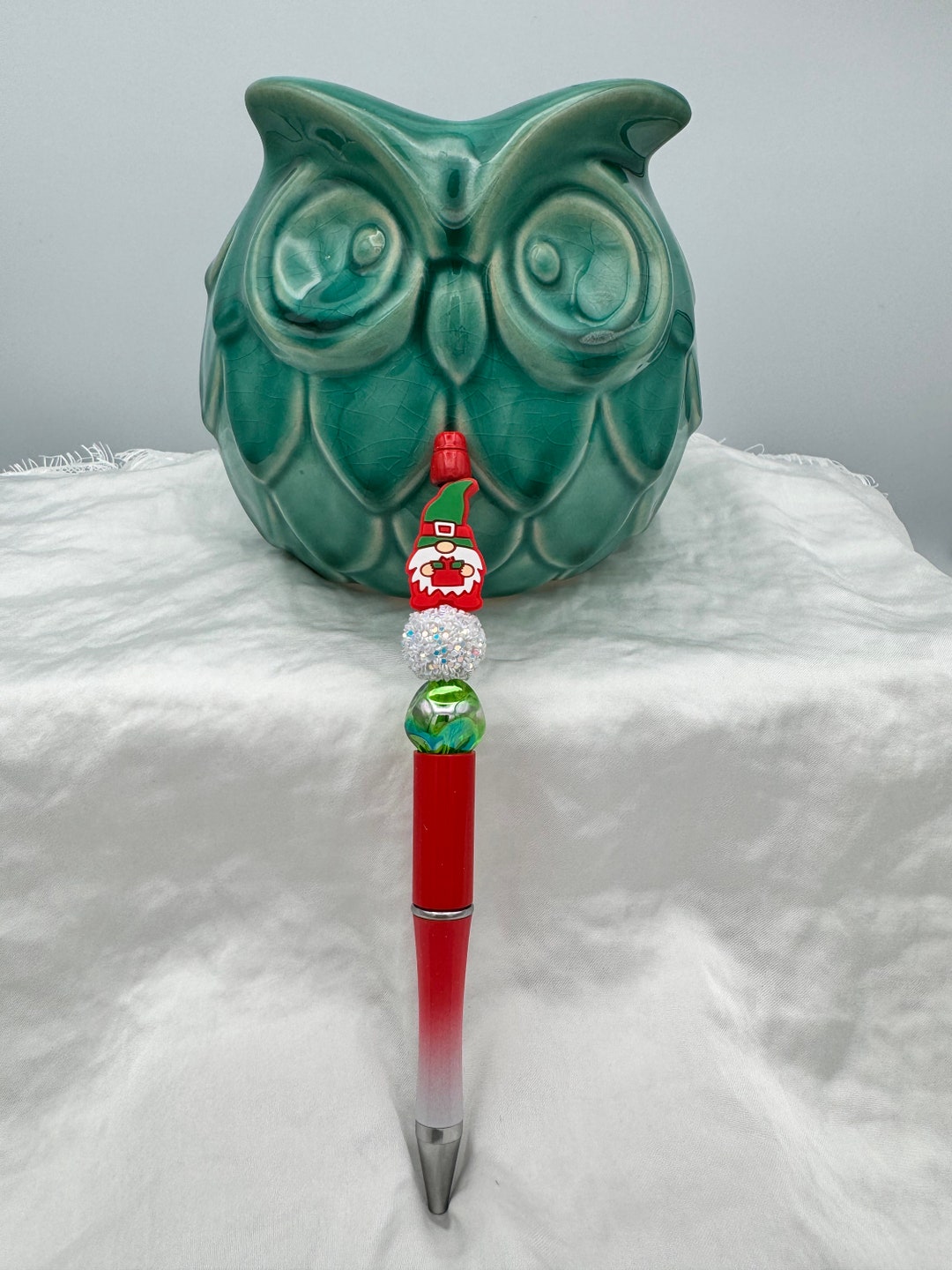 Elf Gnome Beaded Pen, Black Ink Pen, Custom Pen Gift, Christmas Pen ...