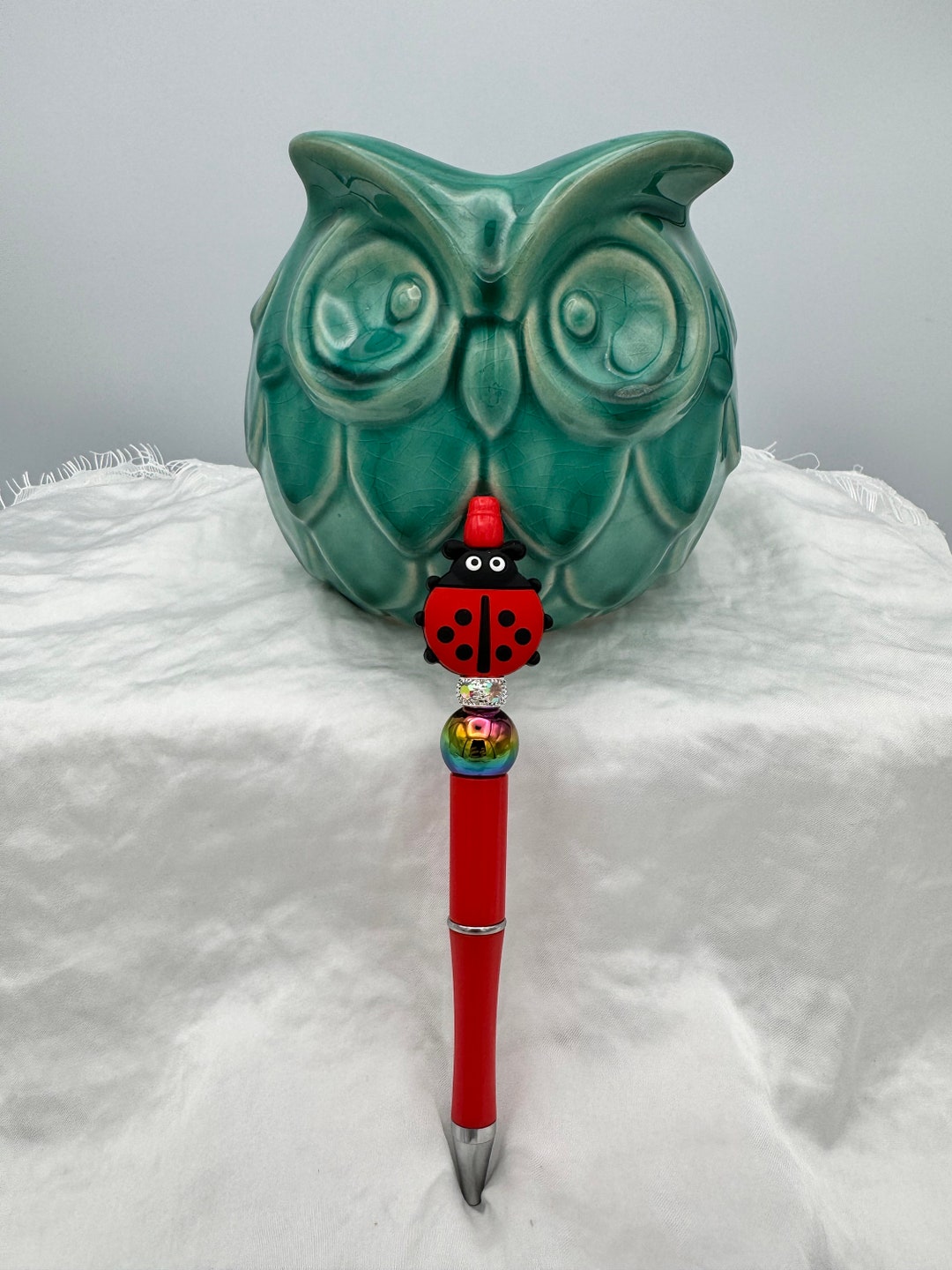 Ladybug Beaded Pen, Black Ink Pen, Custom Pen Gift, Cute Pens, Ladybug ...