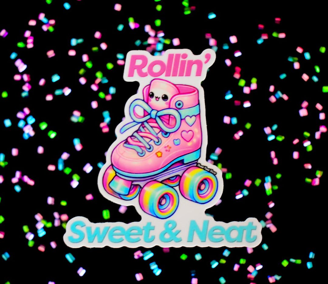 Rollin' Sweet & Neat | Kawaii Roller Skate Vinyl Sticker | Pastel ...