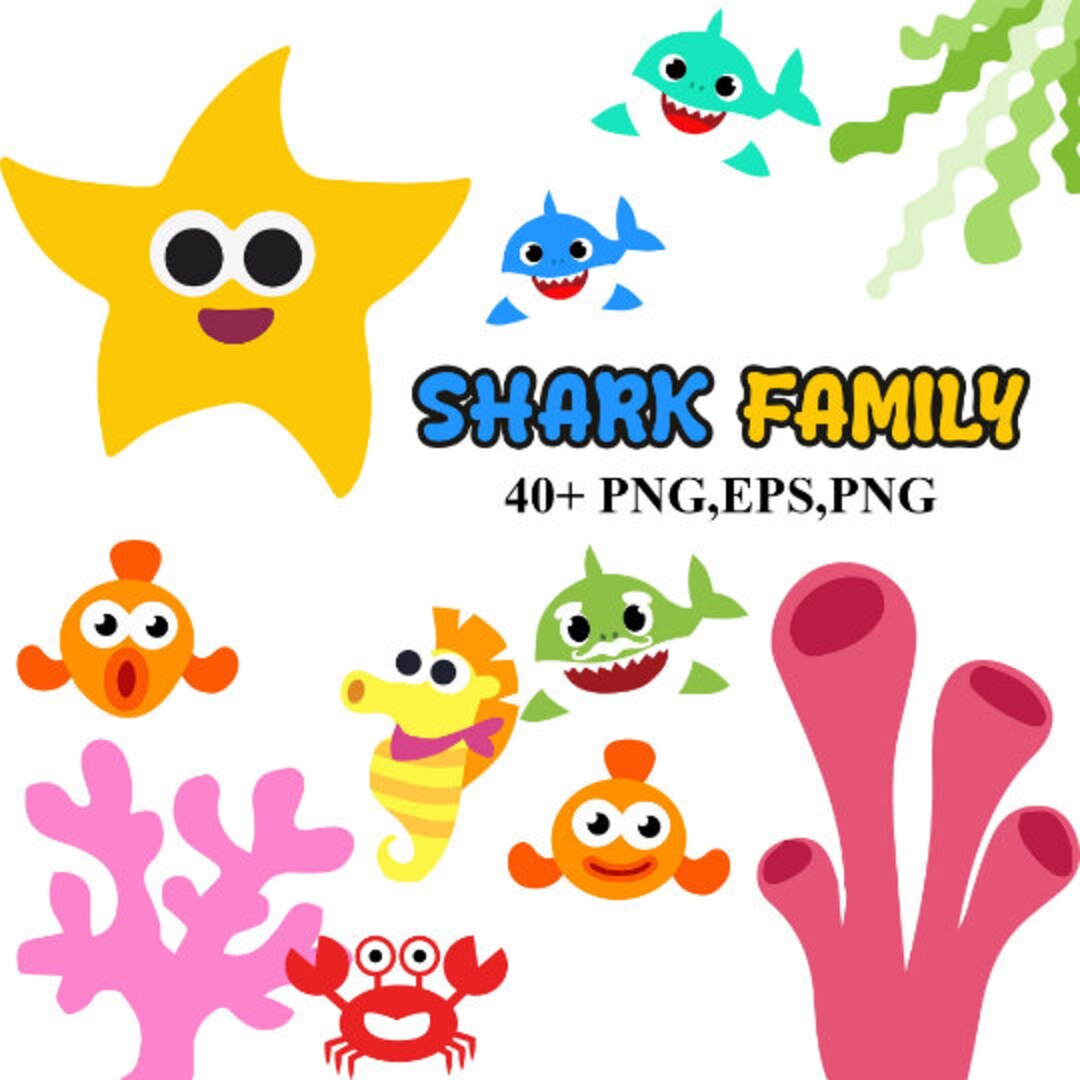 Shark Family Svg Bundle Printable Stickers Cut Doo Doo Doo Vector Files ...