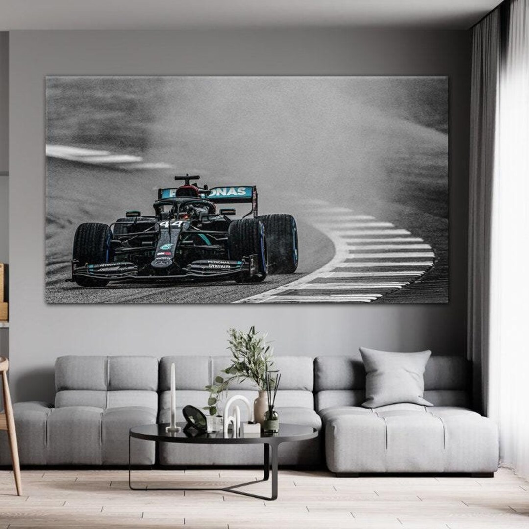 Lewis Hamilton Racing Wall Decor, Large Canvas, Poster Art, Mercedes F1 ...