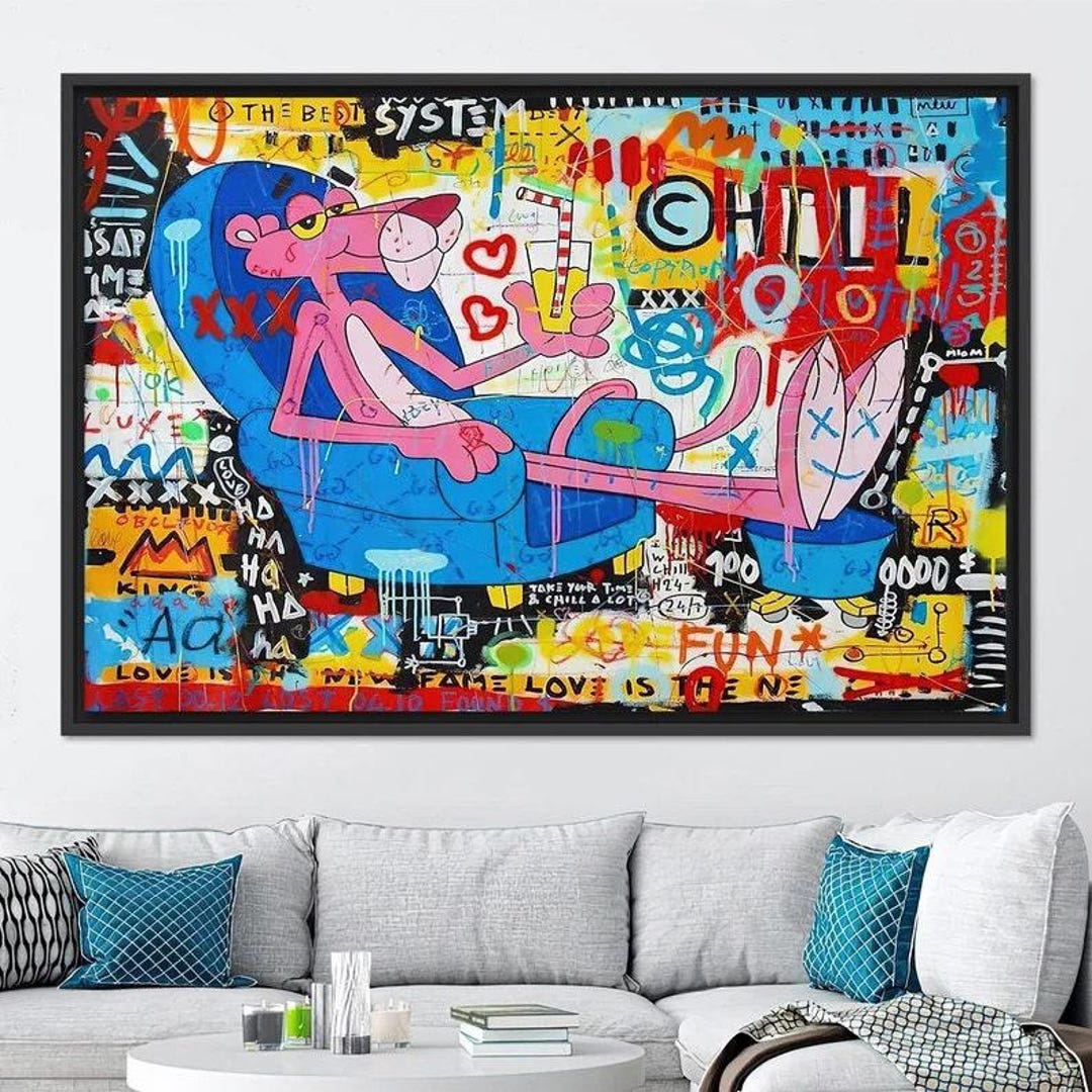 Pink Panther, Graffiti Pop Art Canvas, Banksy Graffiti Wall Art ...